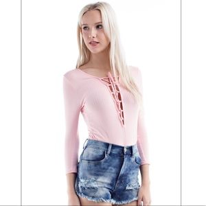 blogtiquebabe | Tops | Blush Ribbed Bodysuit | Poshmark